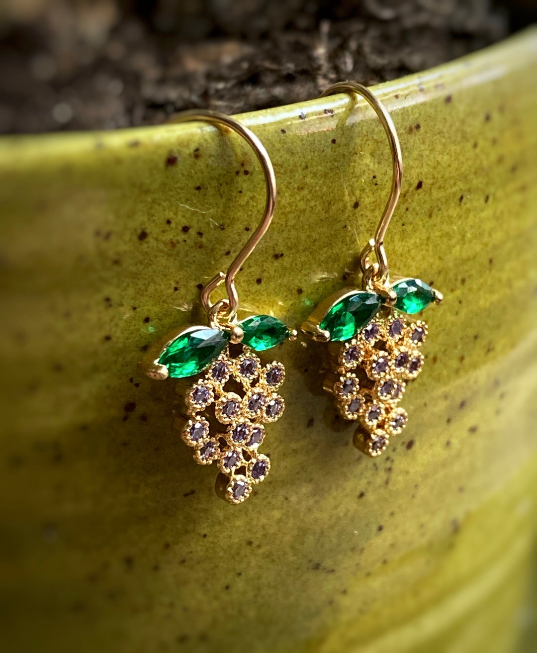 Gold Grape Earrings / Purple Grapes / Bunch of Grapes / Grape Jewelry ...