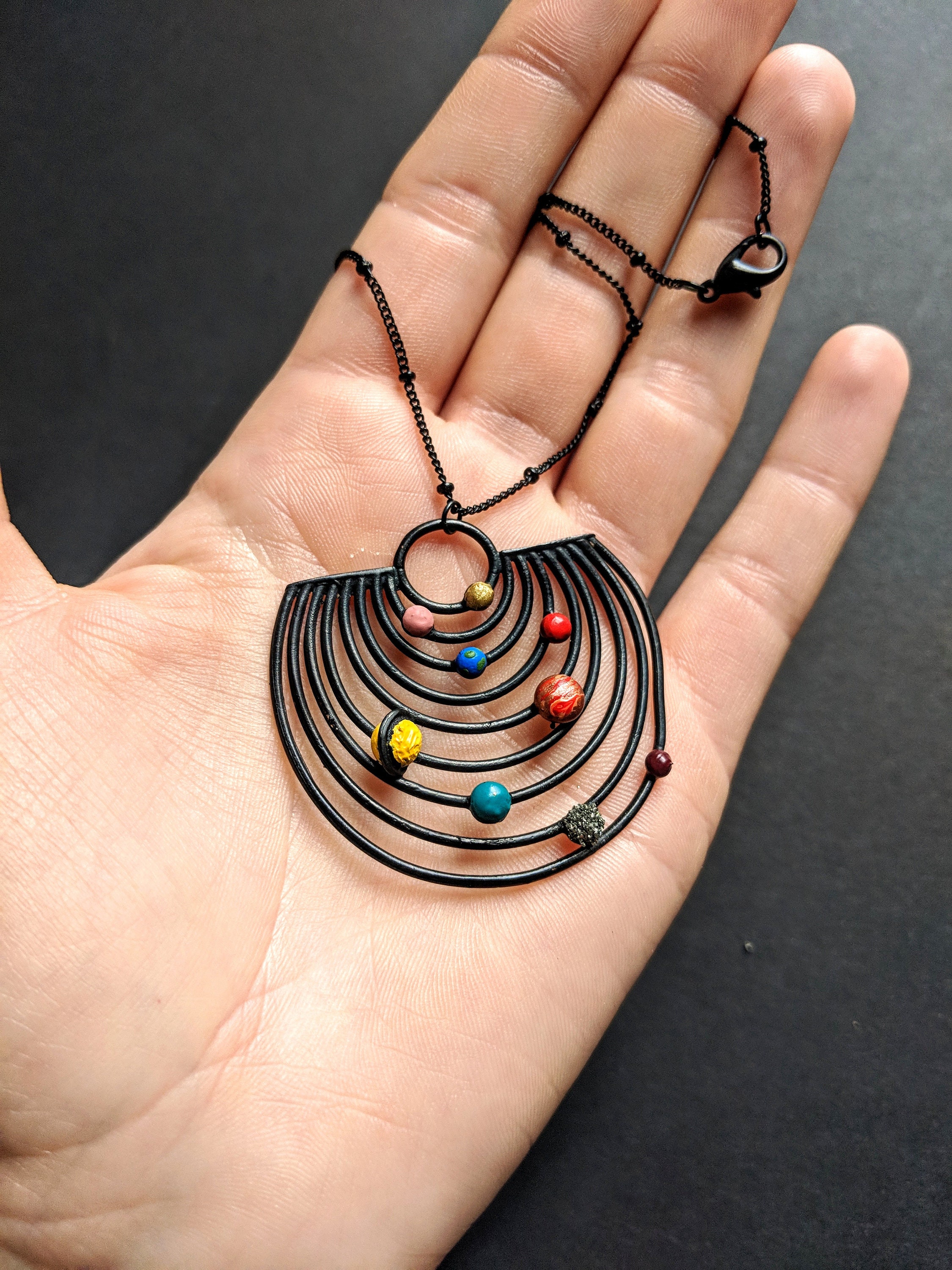 Solar System Orbit Necklace / Planets Jewelry / Galaxy Necklace / Outer ...