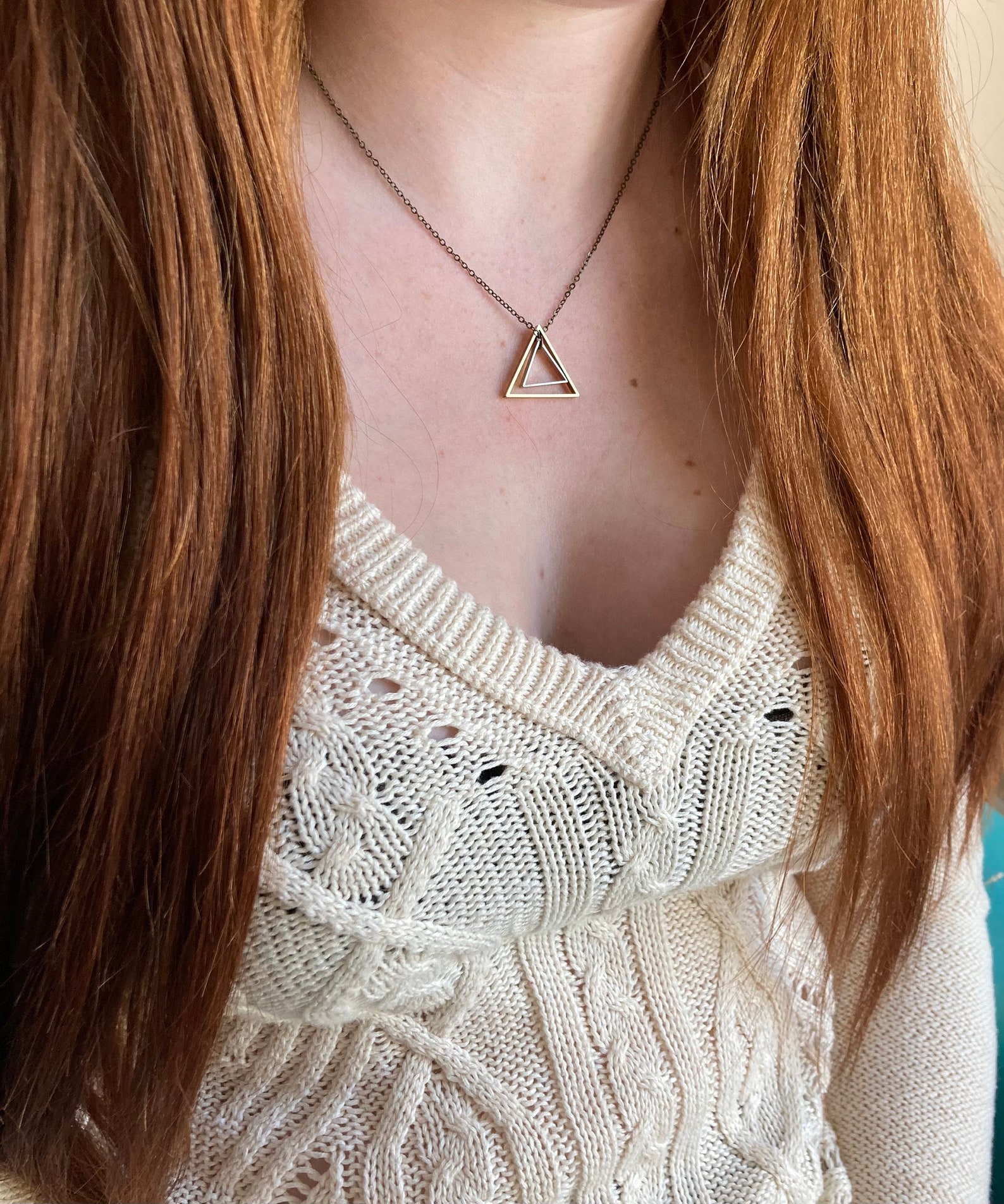 Air Element Double Triangle Necklace / Alchemy Double Triangle - Etsy