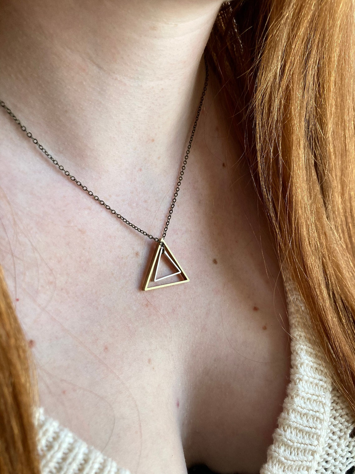 Air Element Double Triangle Necklace / Alchemy Double Triangle | Etsy