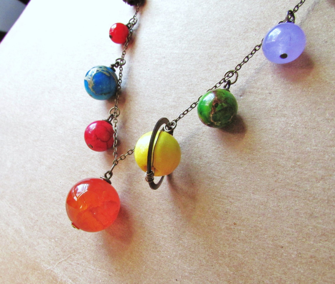 Planets Necklace Solar System the Nine Planets on Antique - Etsy