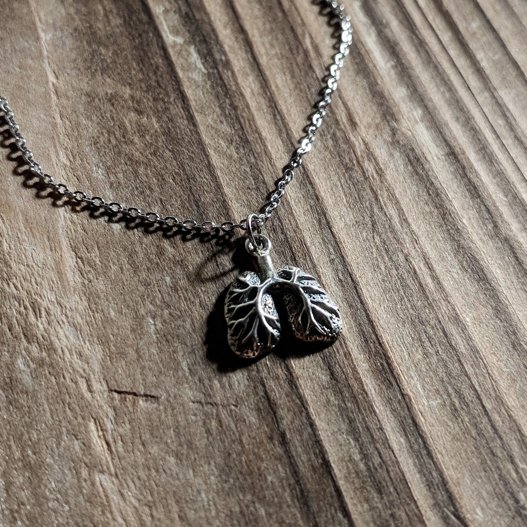Sterling Silver Anatomical Lungs Charm Necklace / Lungs Jewelry ...