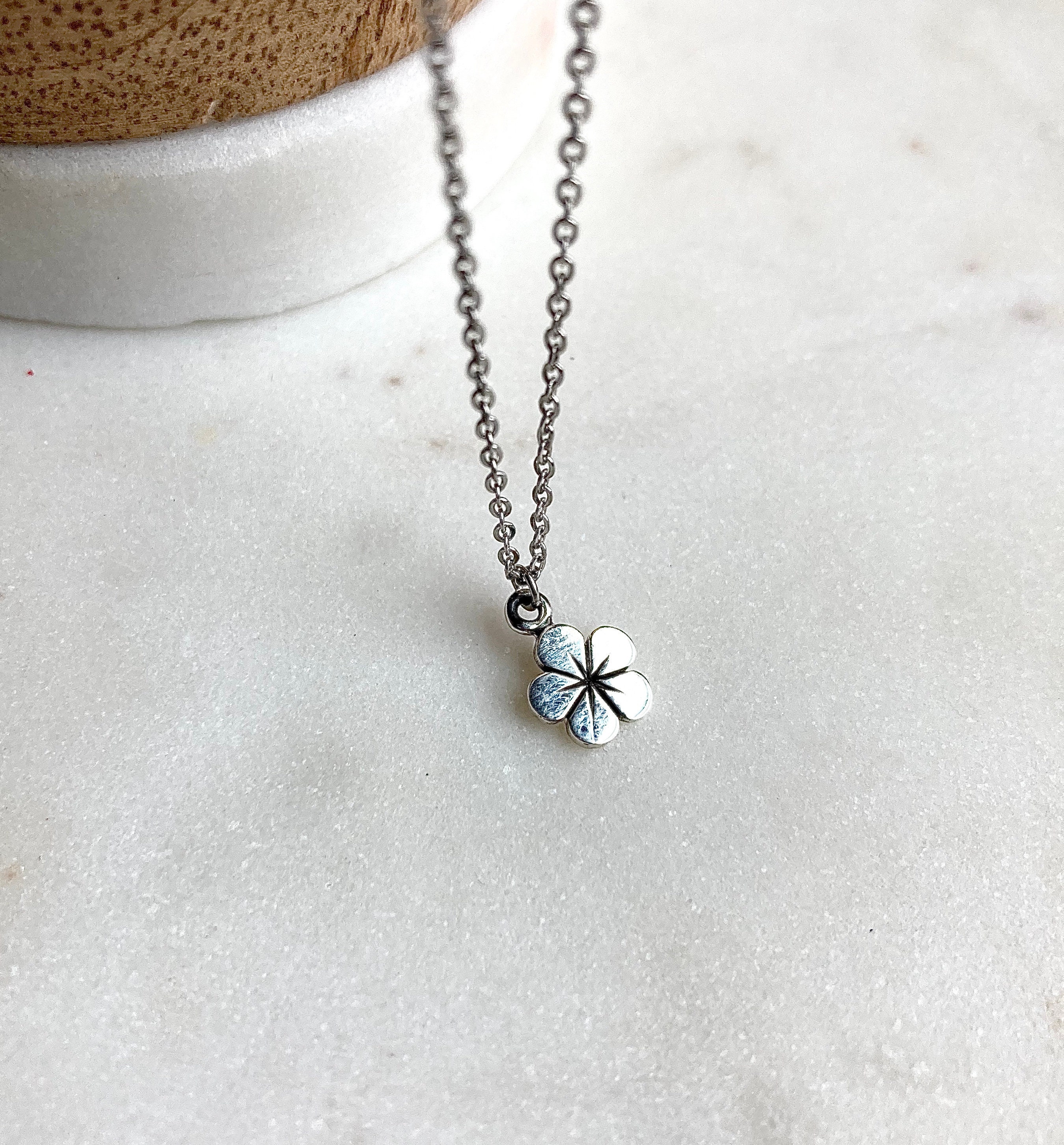 Sterling Silver Tiny Flower Necklace / Flower Jewelry / Forget Me Not ...