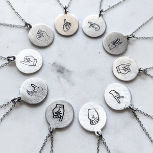 Sign Language Letter Necklace - Silver Letter Necklace - American Sign ...