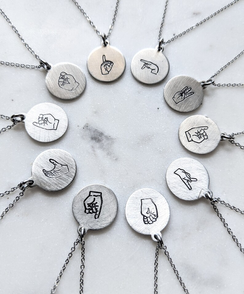 Sign Language Letter Necklace Silver Letter Necklace - Etsy