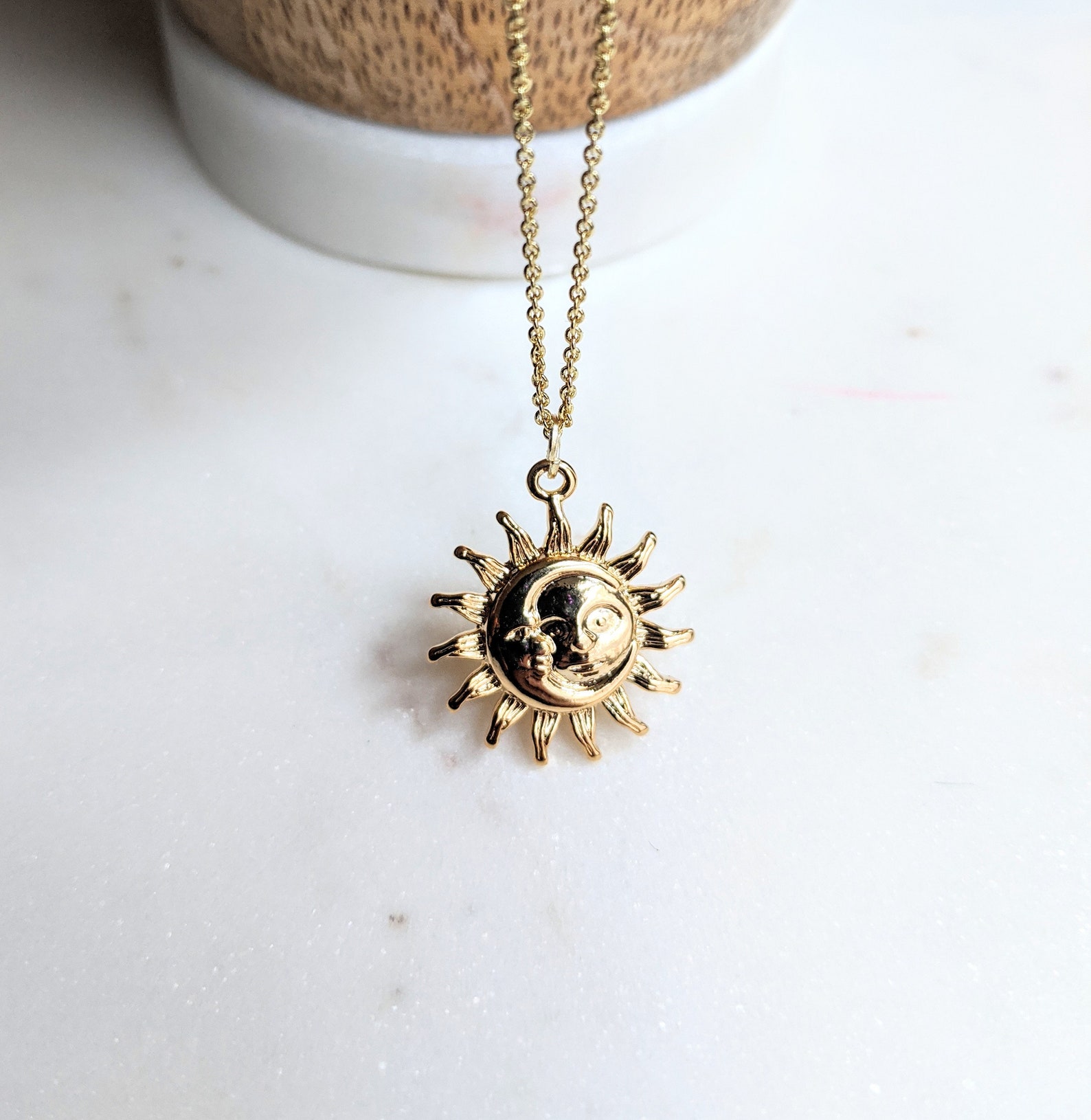 Gold Sun Necklace / Celestial Jewelry / Sun Jewelry / Sun and - Etsy