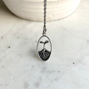 Sterling Silver Sprout Necklace / Seedling / Seed Necklace / Plant ...