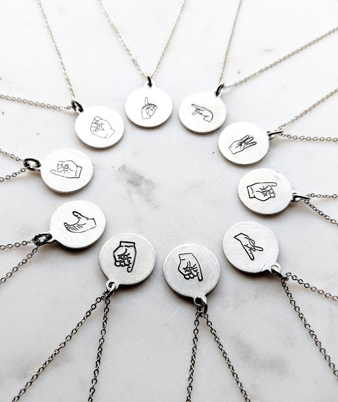 Sign Language Letter Necklace - Silver Letter Necklace - American Sign ...
