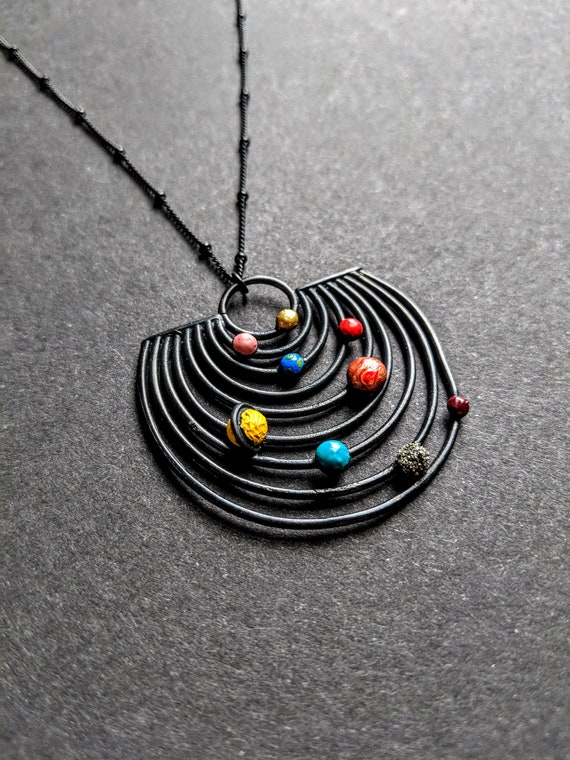 Solar System Orbit Necklace / Planets Jewelry / Galaxy | Etsy