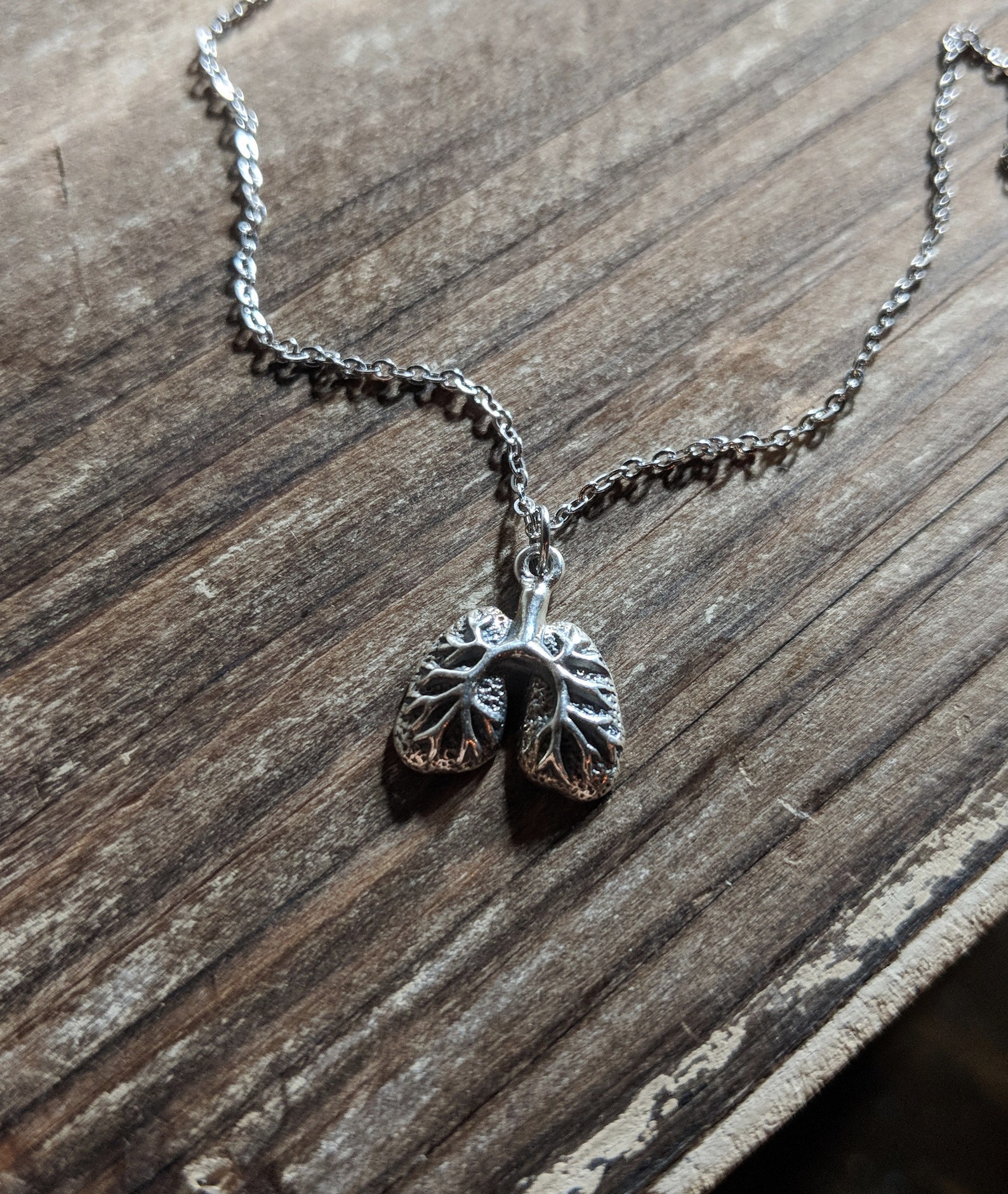 Sterling Silver Anatomical Lungs Charm Necklace / Lungs Jewelry ...