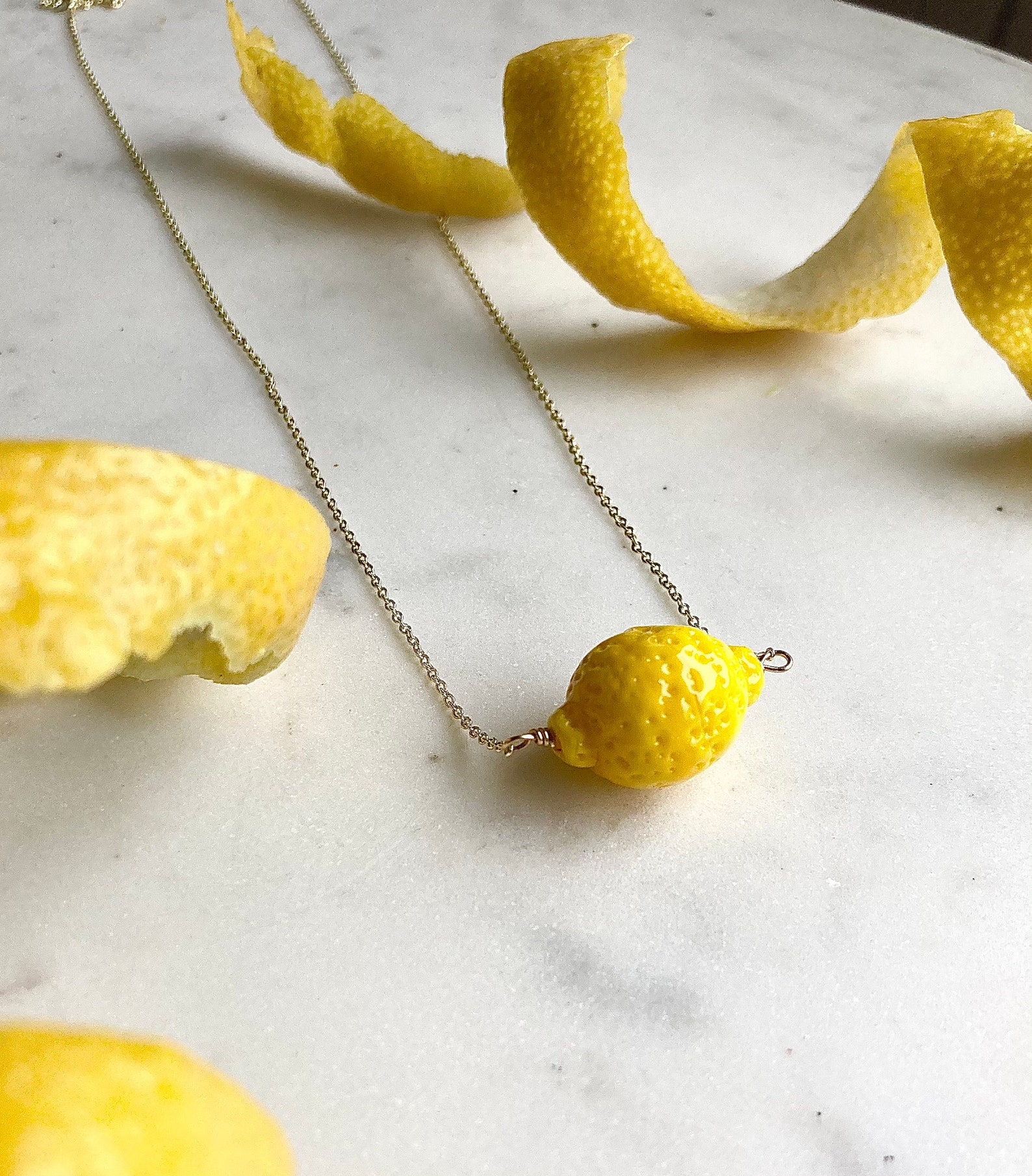 Miniature Lemon Necklace / Lemon Fruit Necklace/ Handblown Glass ...
