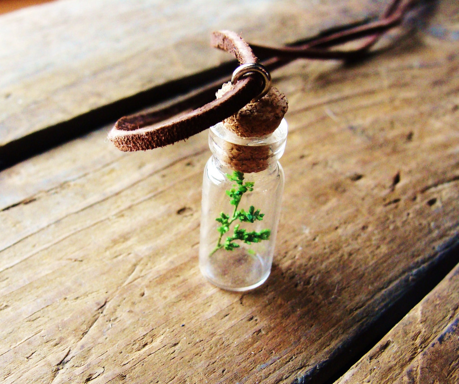 Faux Leather Tree Necklace / Miniature Bottle Necklace / Terrarium ...
