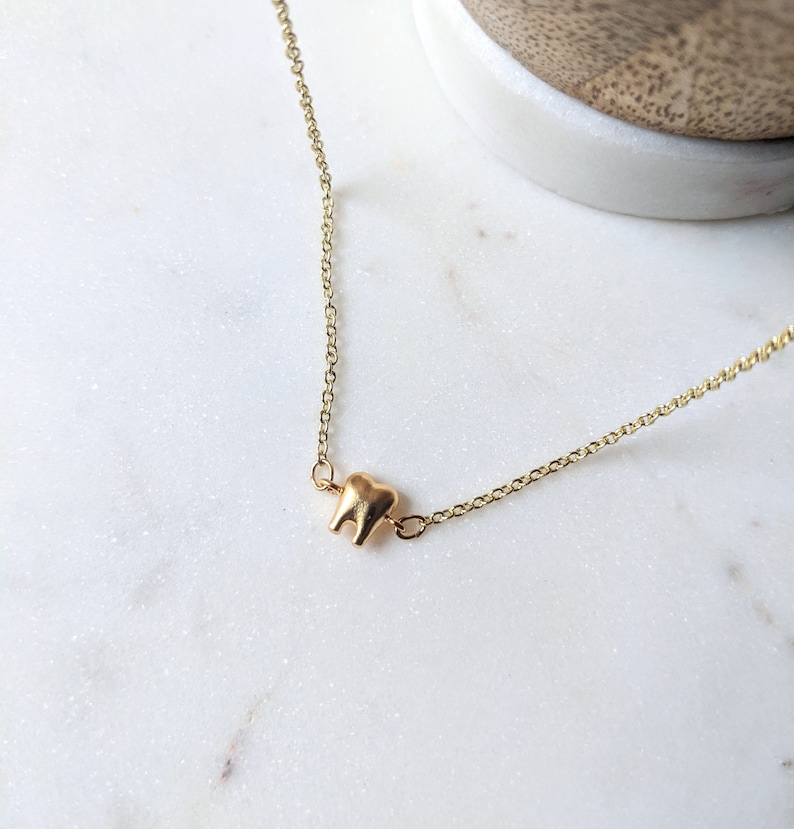 Gold Tooth Necklace / Dainty Tooth Necklace / Dental Hygienist - Etsy