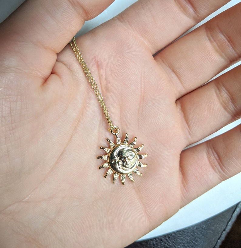 Gold Sun Necklace / Celestial jewelry / Sun Jewelry / sun and | Etsy