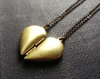 Best Friends Necklace My Other Half Heart Locket Necklace Set - Etsy