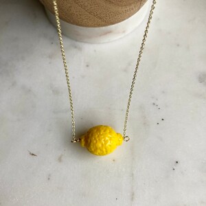 Miniature Lemon Necklace / Lemon Fruit Necklace/ Handblown Glass ...