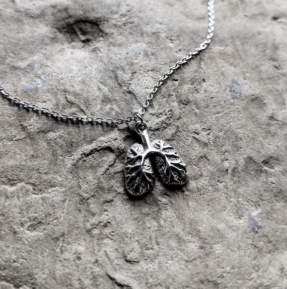 Sterling Silver Anatomical Lungs Necklace / Lungs Jewelry / | Etsy