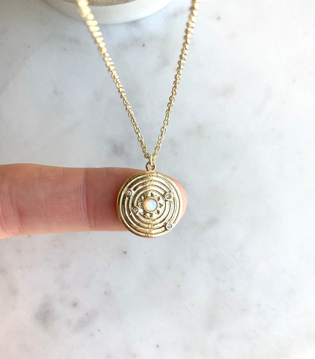 Gold Universe Necklace With Opal Sun / Solar System Necklace / Galaxy ...