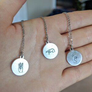 Sign Language Letter Necklace - Silver Letter Necklace - American Sign ...