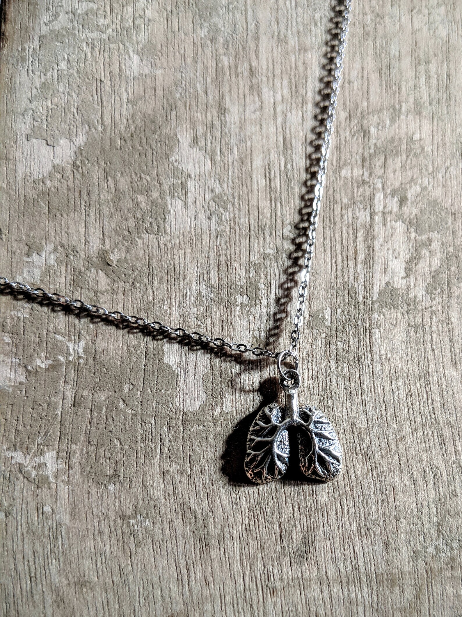 Sterling Silver Anatomical Lungs Charm Necklace / Lungs Jewelry ...