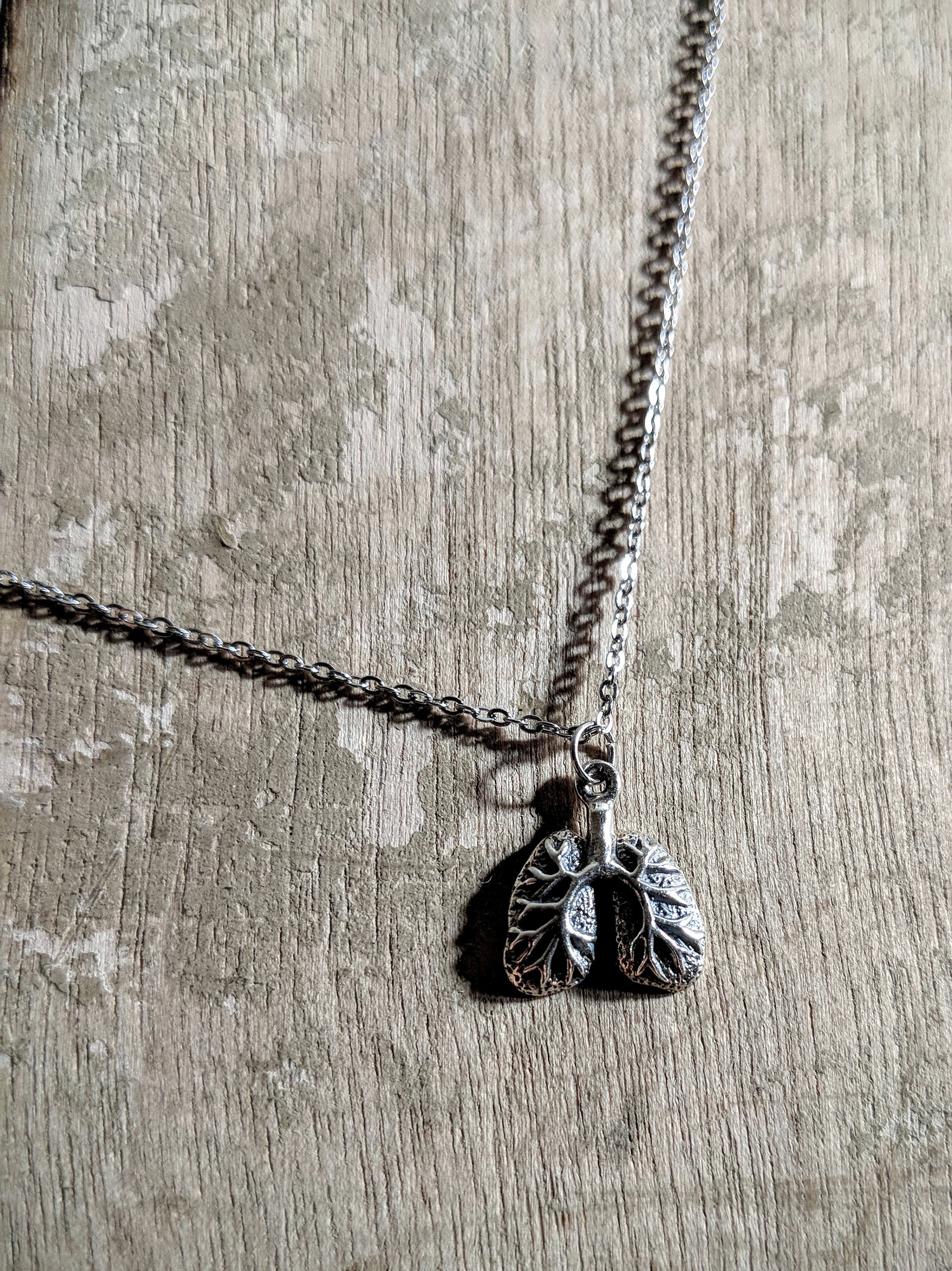 Sterling Silver Anatomical Lungs Necklace / Lungs Jewelry / | Etsy