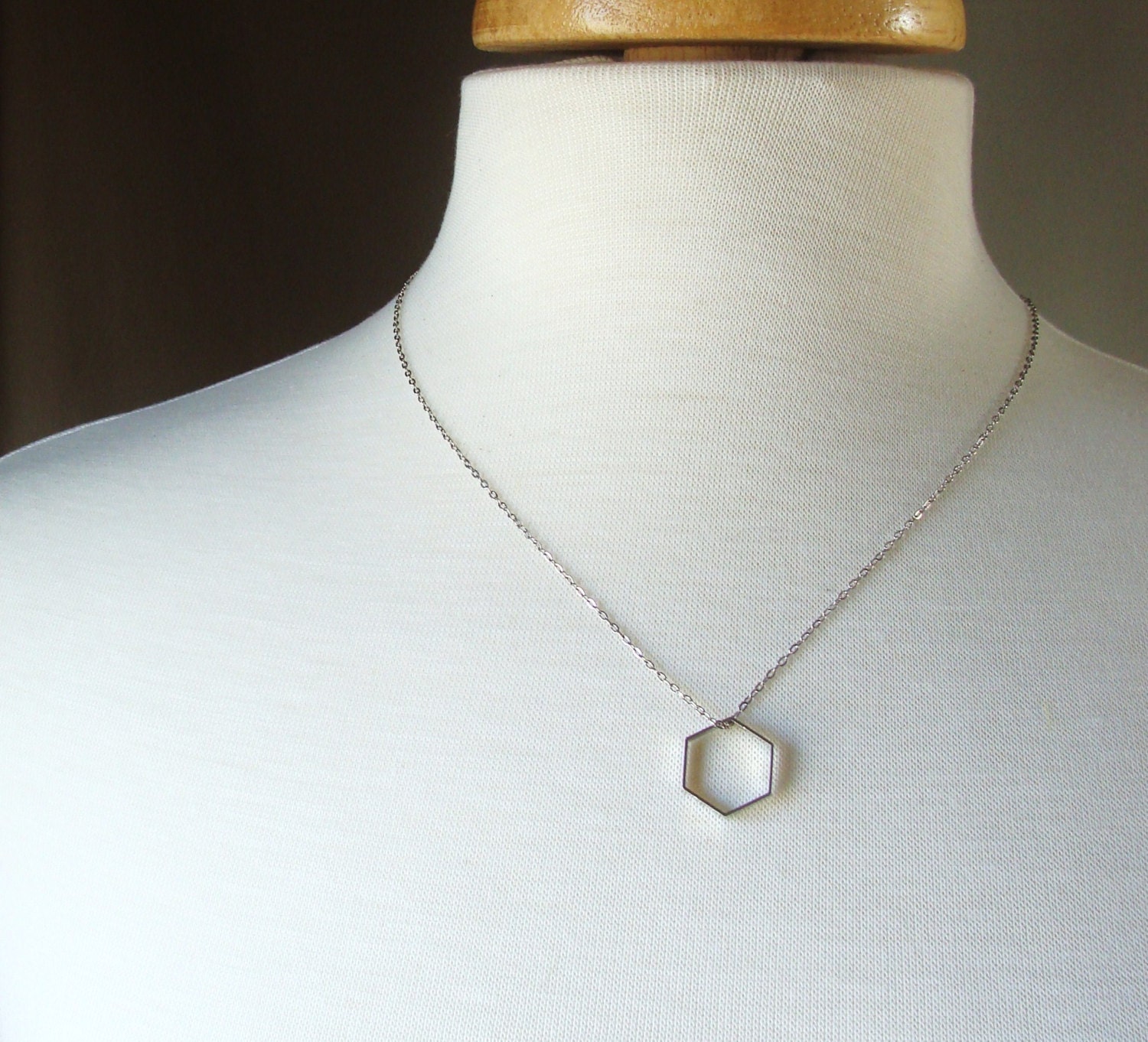 Silver Geometry Hexagon Necklace | Etsy