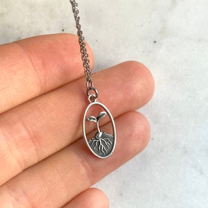 Sterling Silver Sprout Necklace / Seedling / Seed Necklace / Plant ...