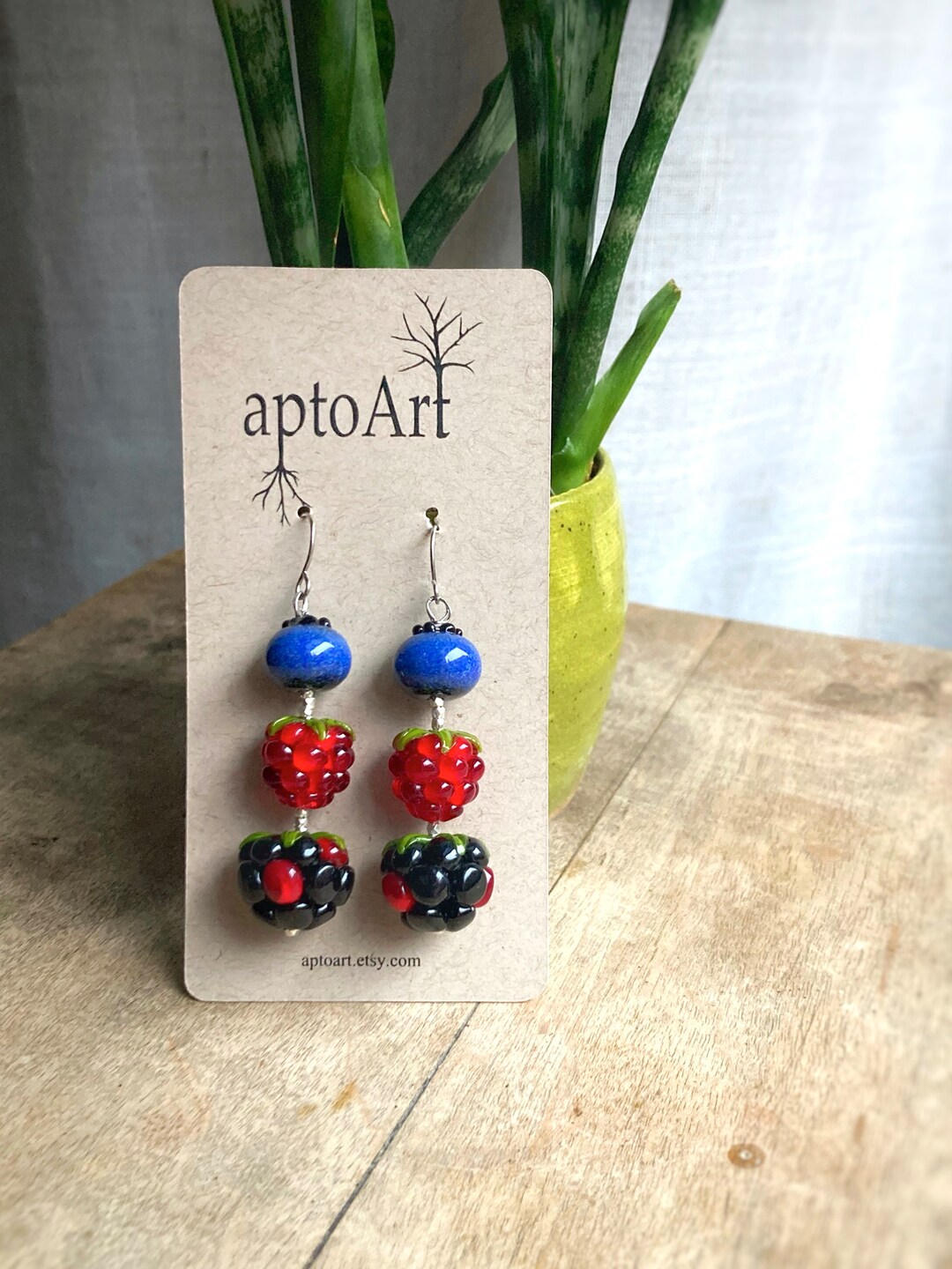 Glass Fruit Earrings / Handblown Glass / Fruit Jewelry / Raspberry ...