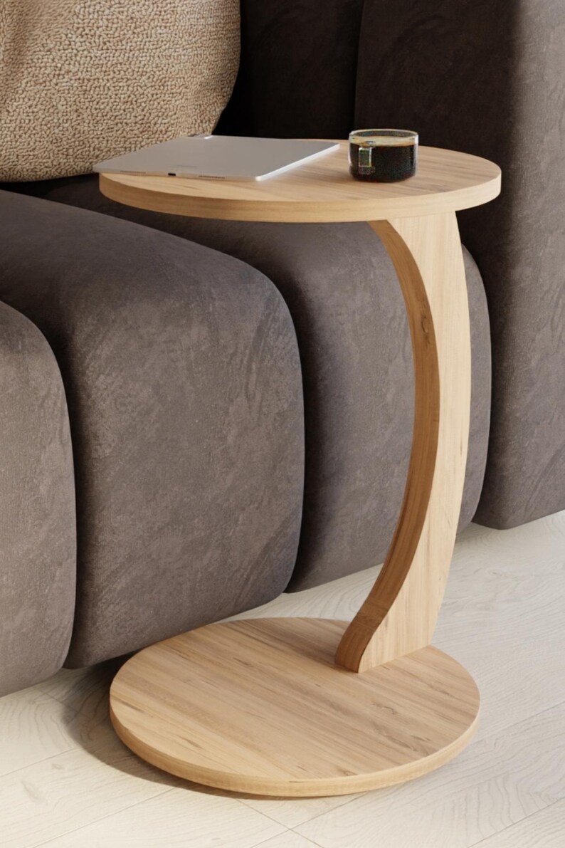Minimalist Wooden C Table – Modern Sofa Side Table for Living Room - Etsy