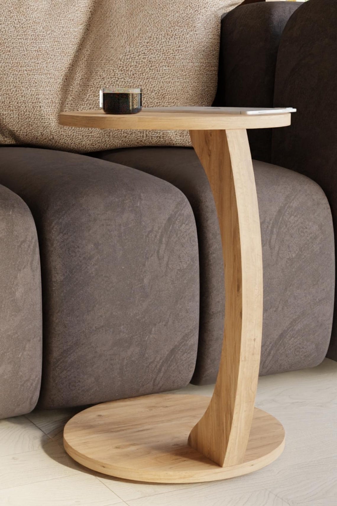Minimalist Wooden C Table – Modern Sofa Side Table for Living Room - Etsy