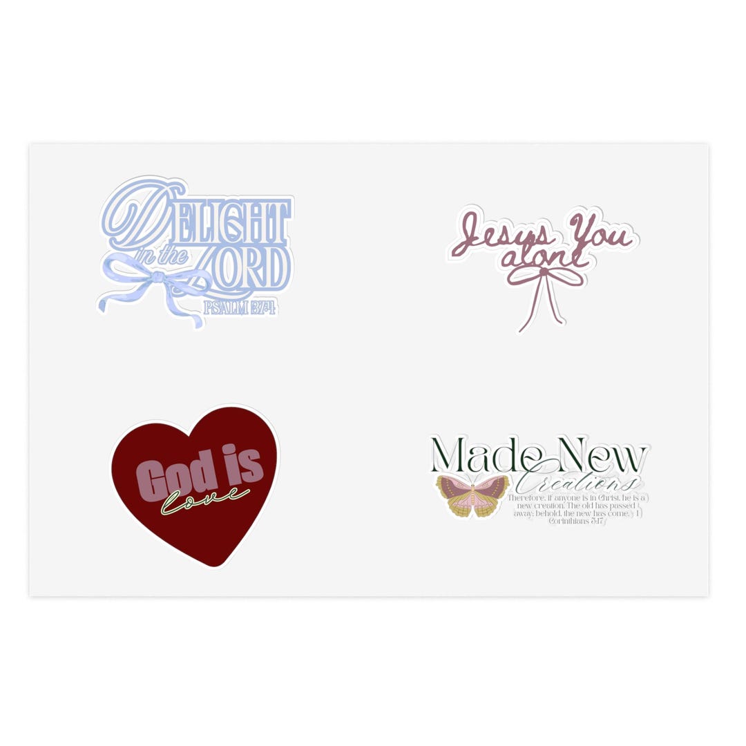 Christian Stickers Sheet | God is Love, Made New, Delight the Lord ...