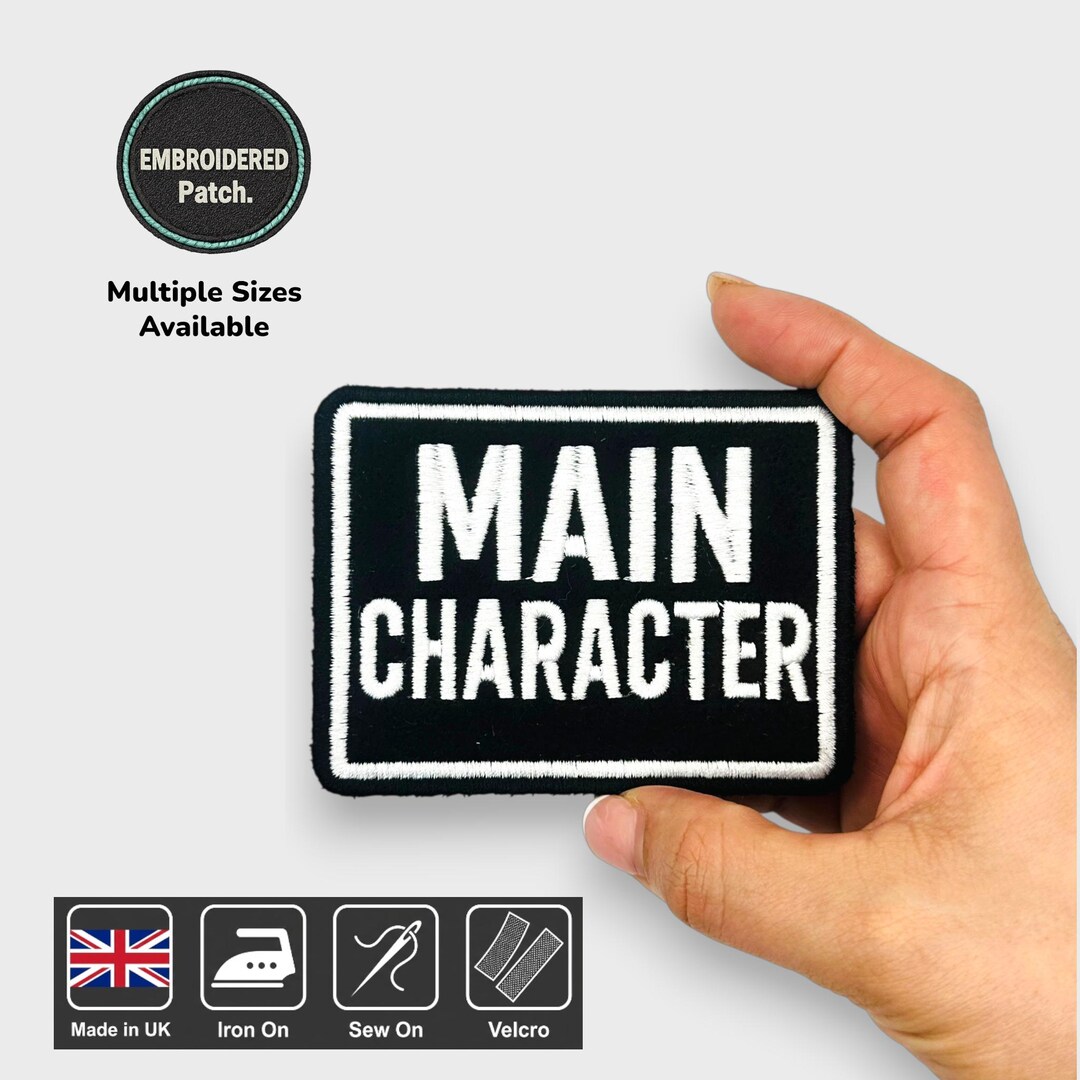 Main Character Energy Morale Patch, Black and White Sarcastic Meme ...
