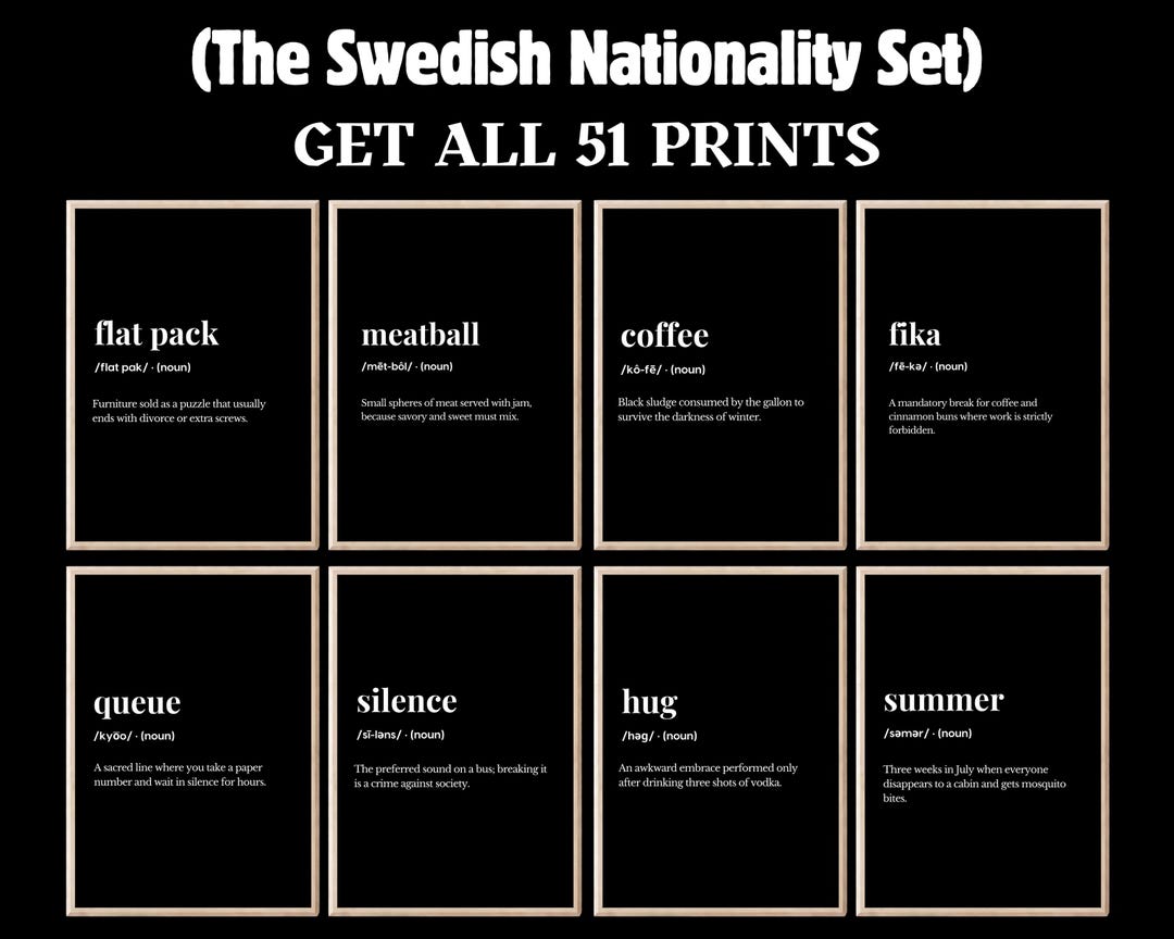 Funny Swedish Definition Print, Sweden Humor Wall Art, Swedish Pride ...