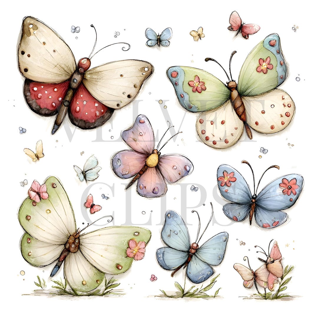 20 Spring Butterflies Clipart, Cute Butterfly Art, Insect Graphics ...