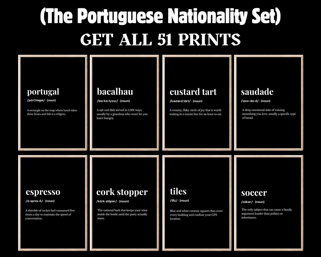 Funny Portuguese Definition Print, Portugal Humor Wall Art, Portuguese ...