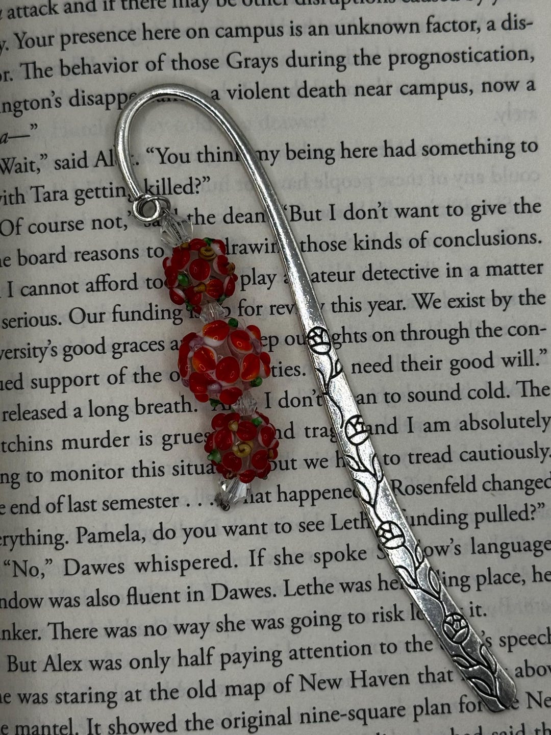 Red Floral Bookmark - Long - Etsy