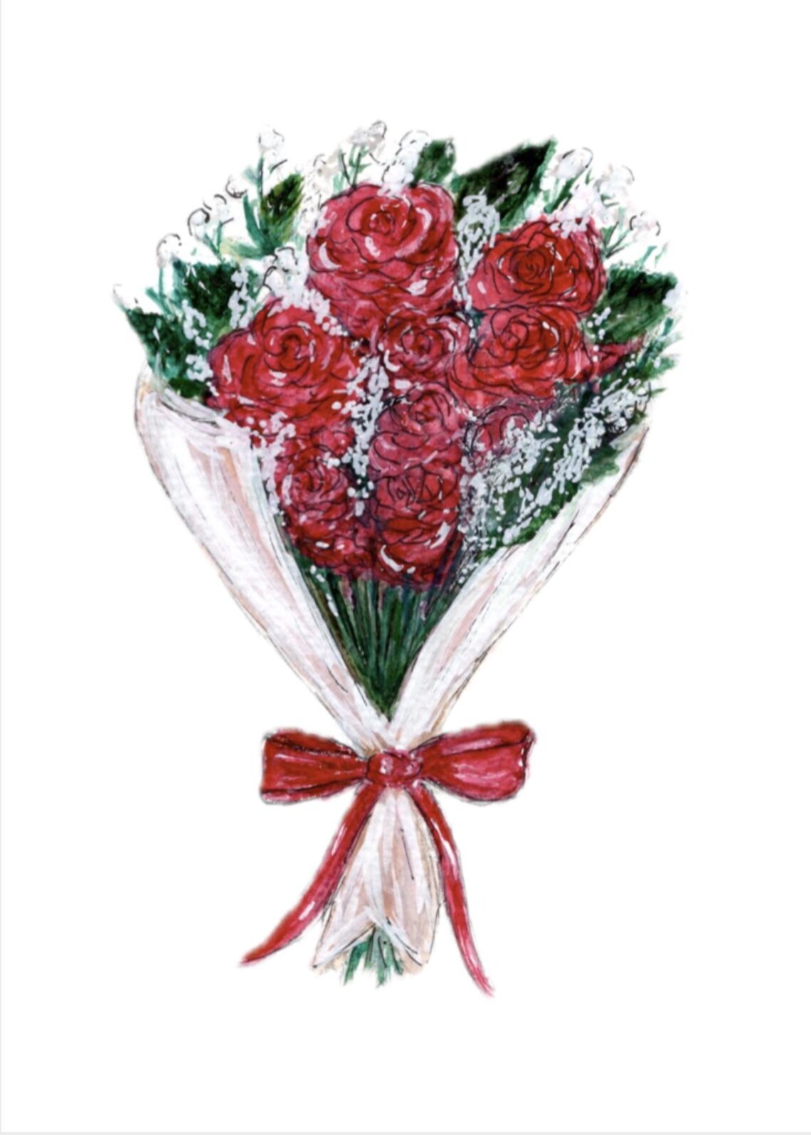 Hand Painted Watercolor Print_rose Bouquet - Etsy