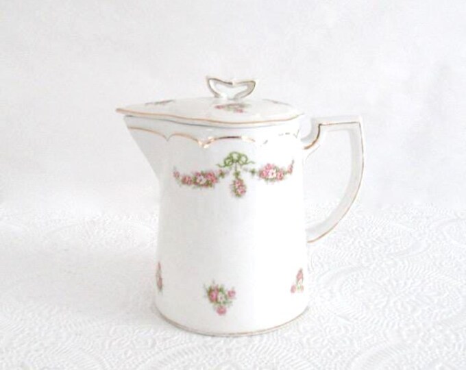Antique Victorian Mellnor & Co Chocolate Pot, Hand Painted Pink Floral ...