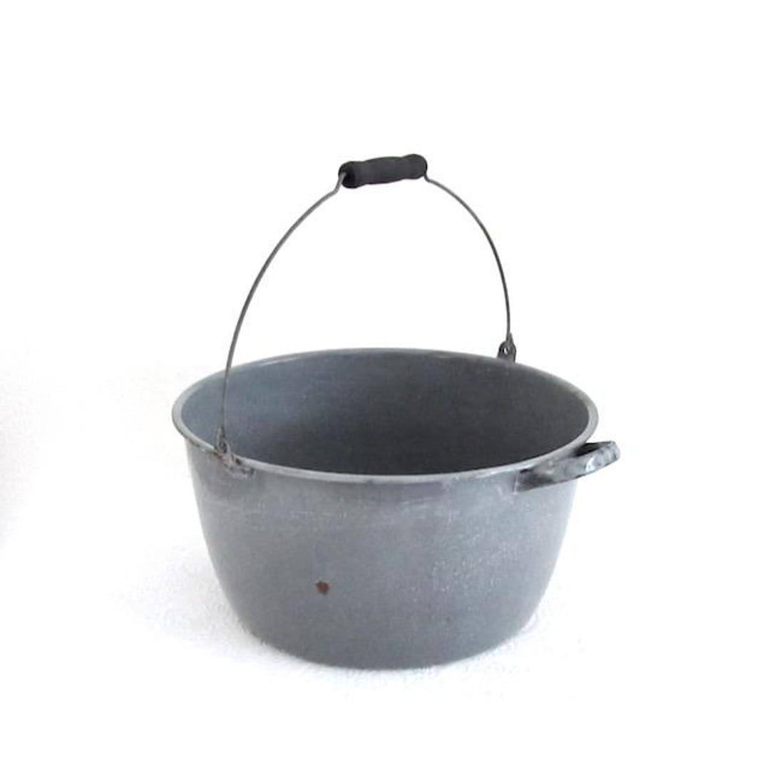 Extra Large Gray Graniteware Bucket: Vintage Farmhouse Decor - Etsy