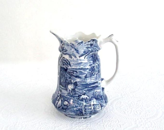Vintage Old Foley Blue and White Pitcher, Staffordshire England Ceramic ...