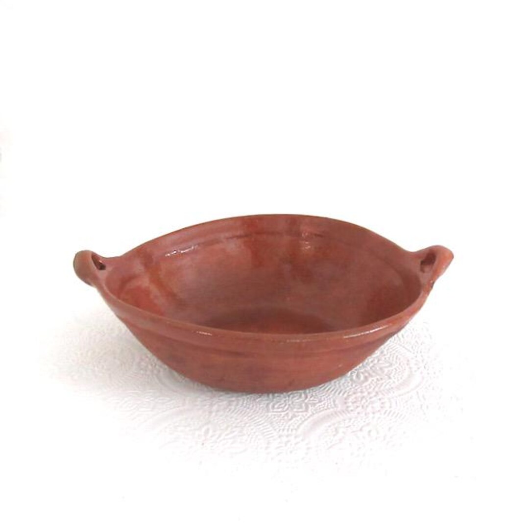 Handcrafted Redware Pottery Bowl, Large 12" Earthenware Mixing or ...