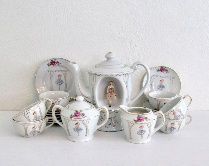 Vintage Lady Ballerina Childs Tea Set Complete, 1950s Japan Porcelain ...