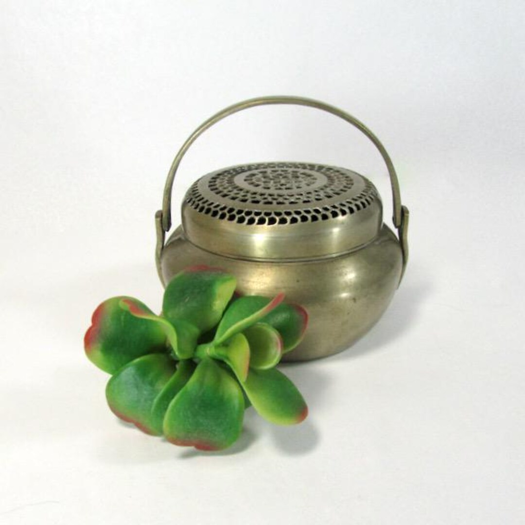 Antique Chinese Brass Brazier, Vintage Chinese Brass Handwarmer ...