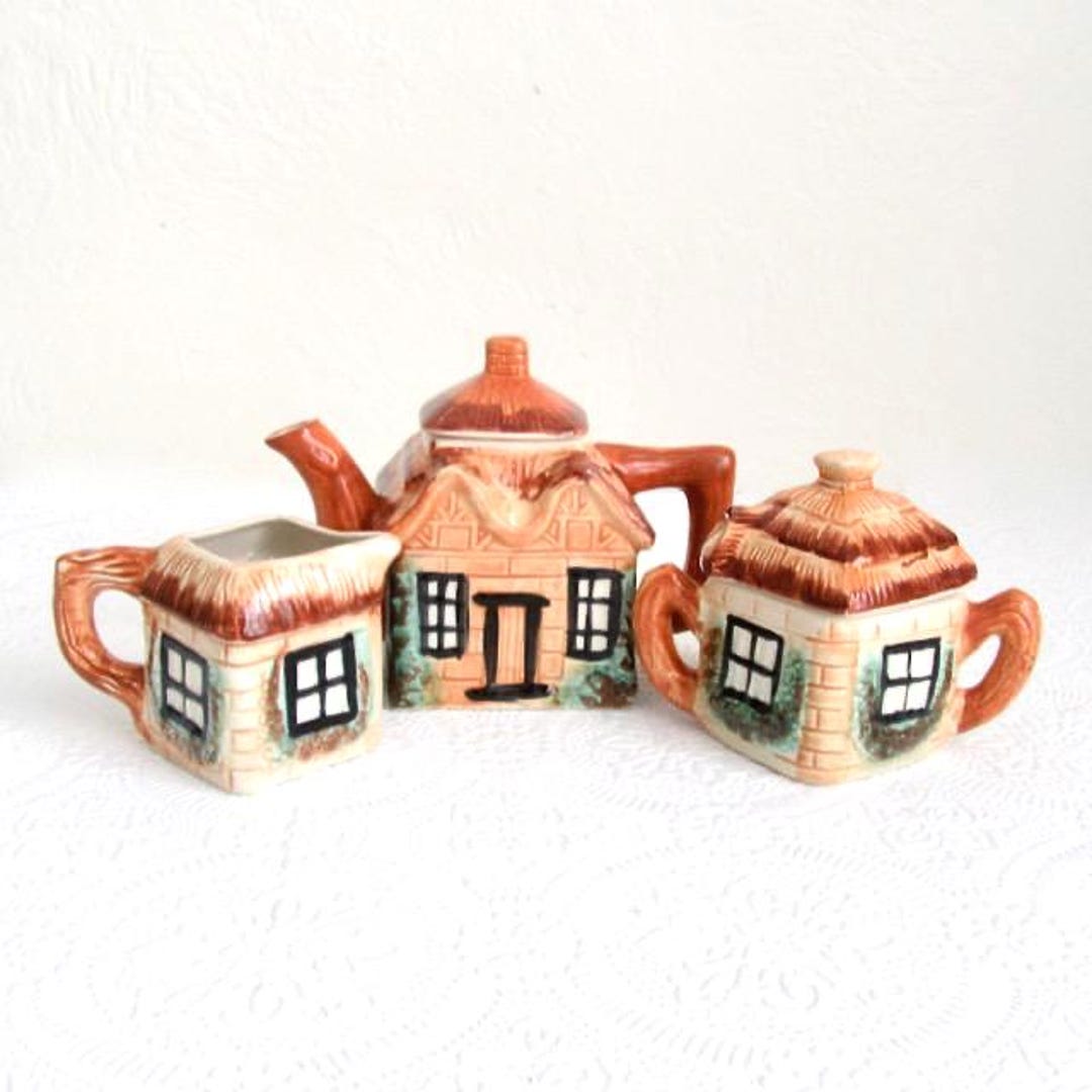 Vintage Cottage Ware Tea Pot Cream and Sugar Set, Made in Japan ...
