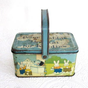 Antique Peter Rabbit Basket for Kiddies, Litho on Tin Candy Container ...