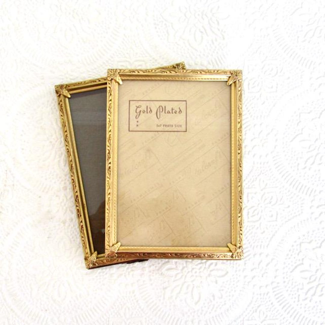 Vintage Pair 5" X 7" Gold Plated Photo Frames, 1940's Era Gold Photo ...