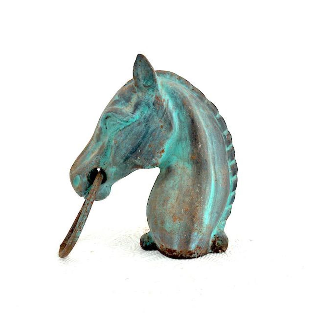 Antique Cast Iron Horse Head Hitching Post Topper – Rustic Farmhouse ...
