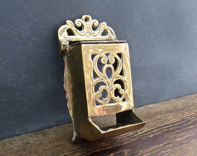 Solid Brass Match Holder, Vintage Wall Mounted Match Safe, Vintage ...
