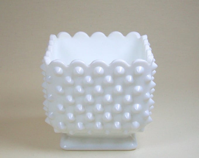 Fenton Hobnail Milk Glass Planter Think Spring - Etsy