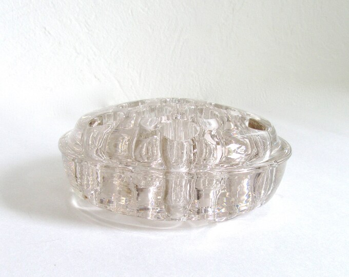 Vintage Clear Glass Flower Frog, Thick, Chunky, Heavy Clear Glass ...